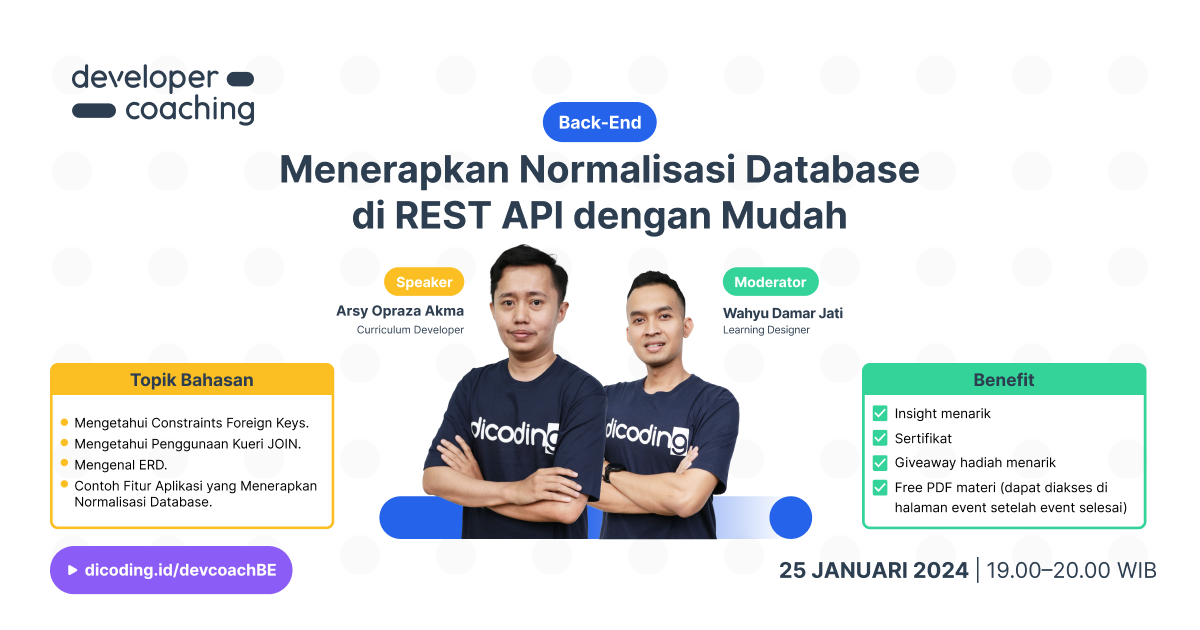 DevCoach 127 : Back-End | Menerapkan Normalisasi Database di REST API ...