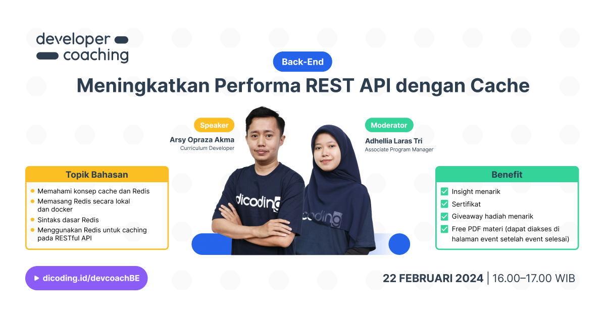 DevCoach 134 : Back-End | Meningkatkan performa REST API dengan Cache - Dicoding Indonesia