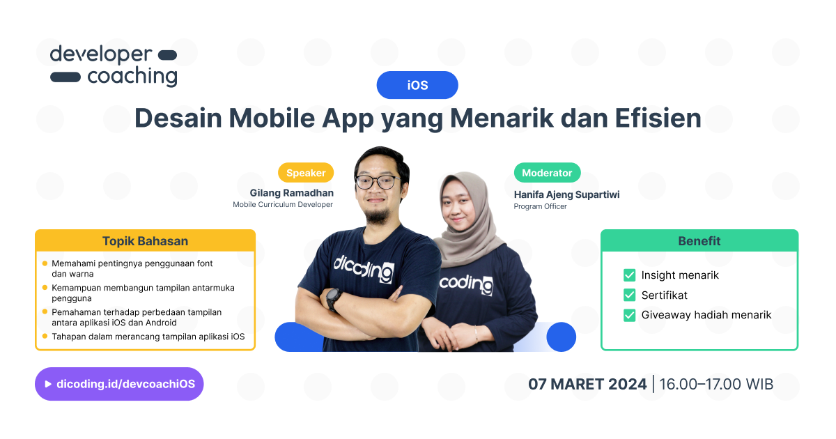 DevCoach 138 : iOS | Desain Mobile App yang Menarik dan Efisien - Dicoding Indonesia