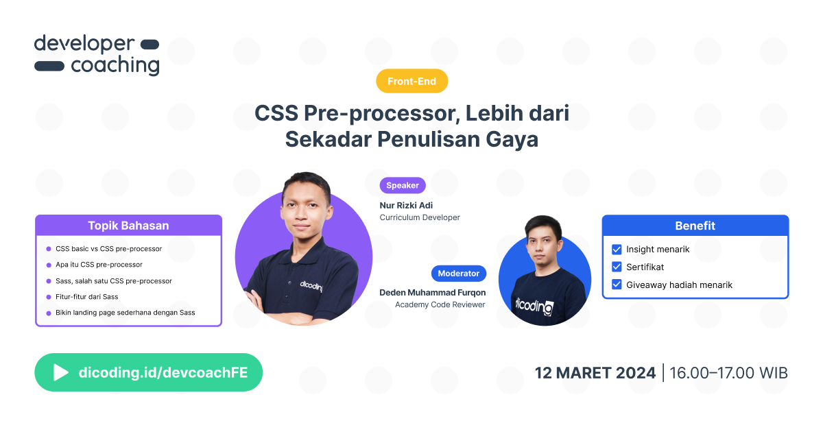DevCoach 139 : Front-End | CSS Pre-processor, Lebih dari Sekadar Penulisan Gaya - Dicoding Indonesia