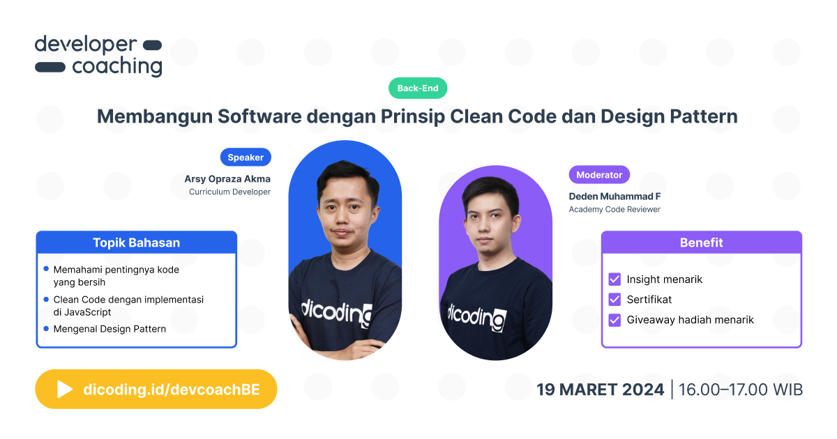 DevCoach 141 : Back-End | Membangun Software dengan Prinsip Clean Code ...