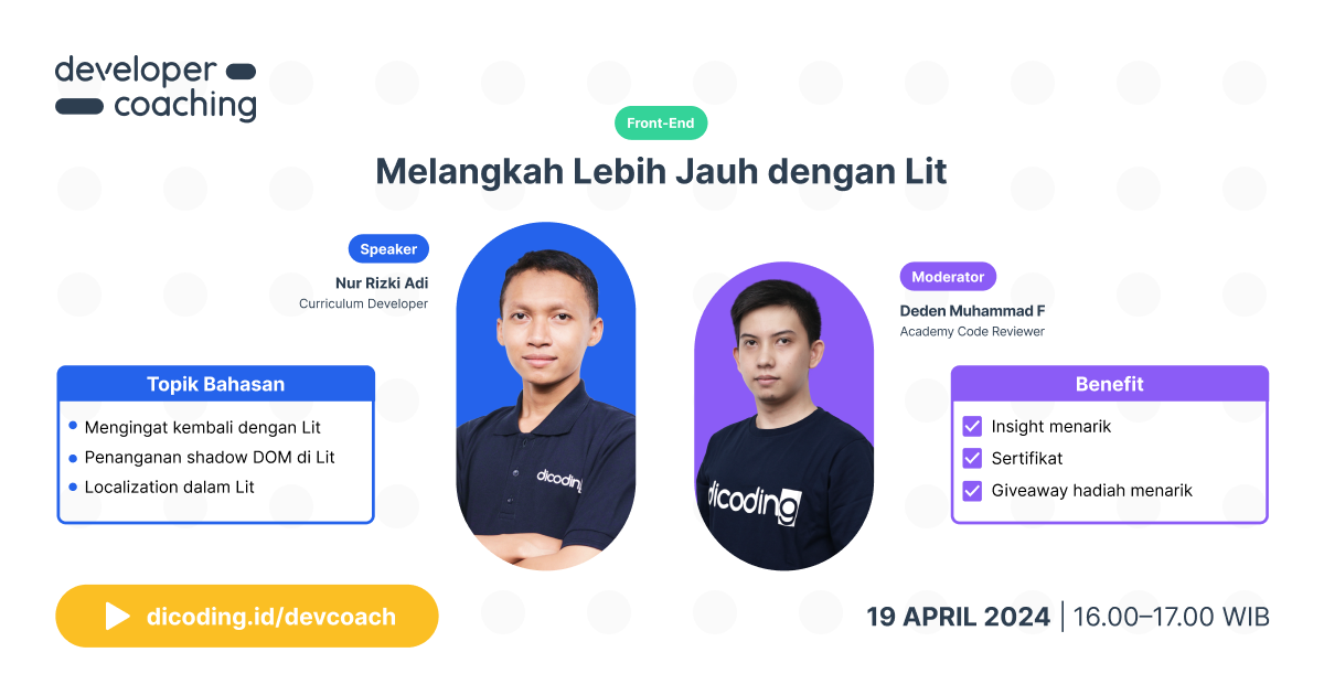 DevCoach 147 : Front-End | Melangkah Lebih Jauh dengan Lit - Dicoding ...