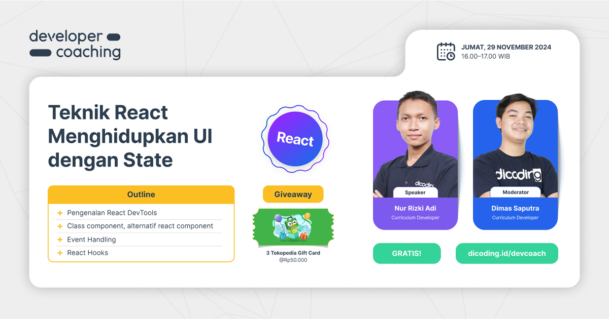 DevCoach 178: React | Teknik React Menghidupkan UI dengan State ...