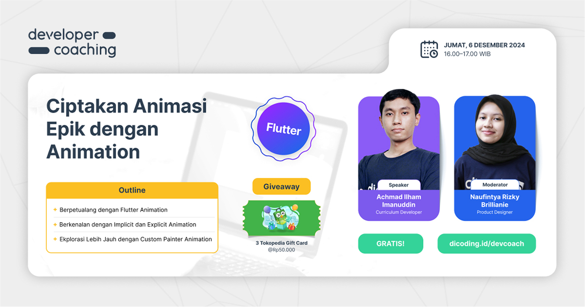 DevCoach 179: Flutter | Ciptakan Animasi Epik dengan Animation - Dicoding Indonesia