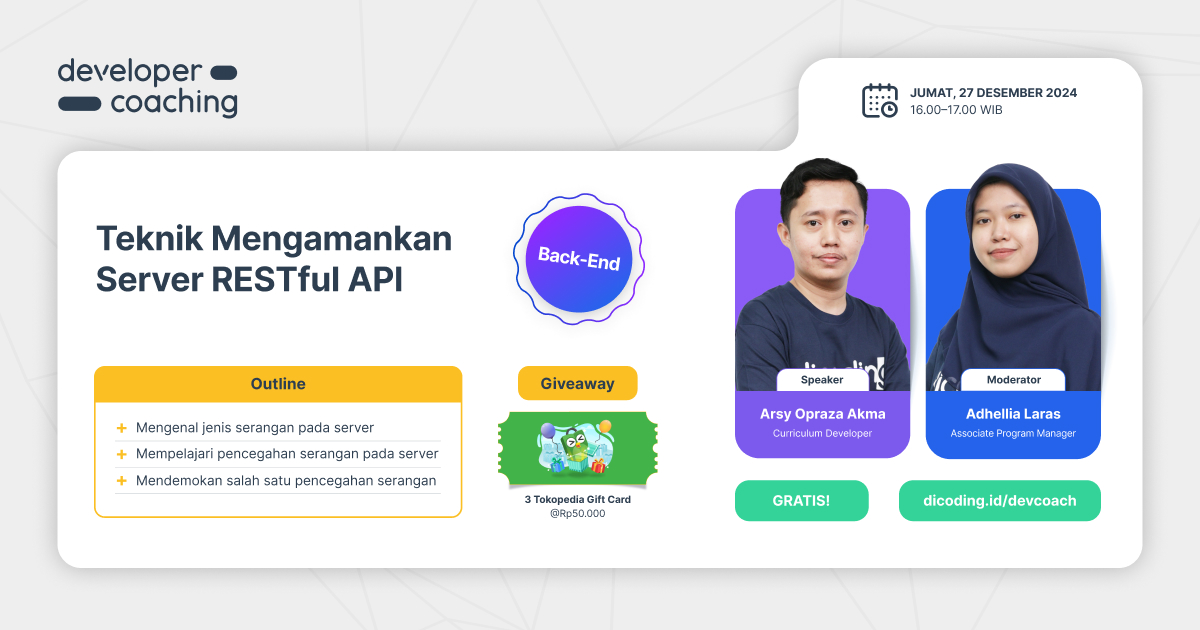 DevCoach 181: Back-End | Teknik Mengamankan Server RESTful API ...