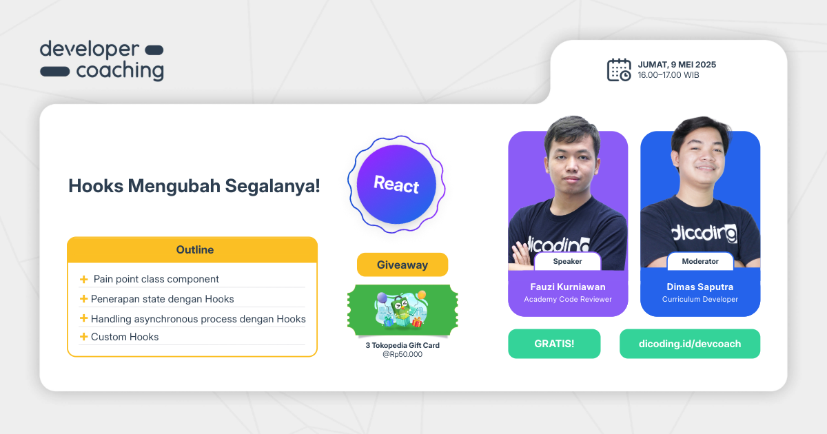 DevCoach 193: React | Hooks Mengubah Segalanya! - Dicoding Indonesia