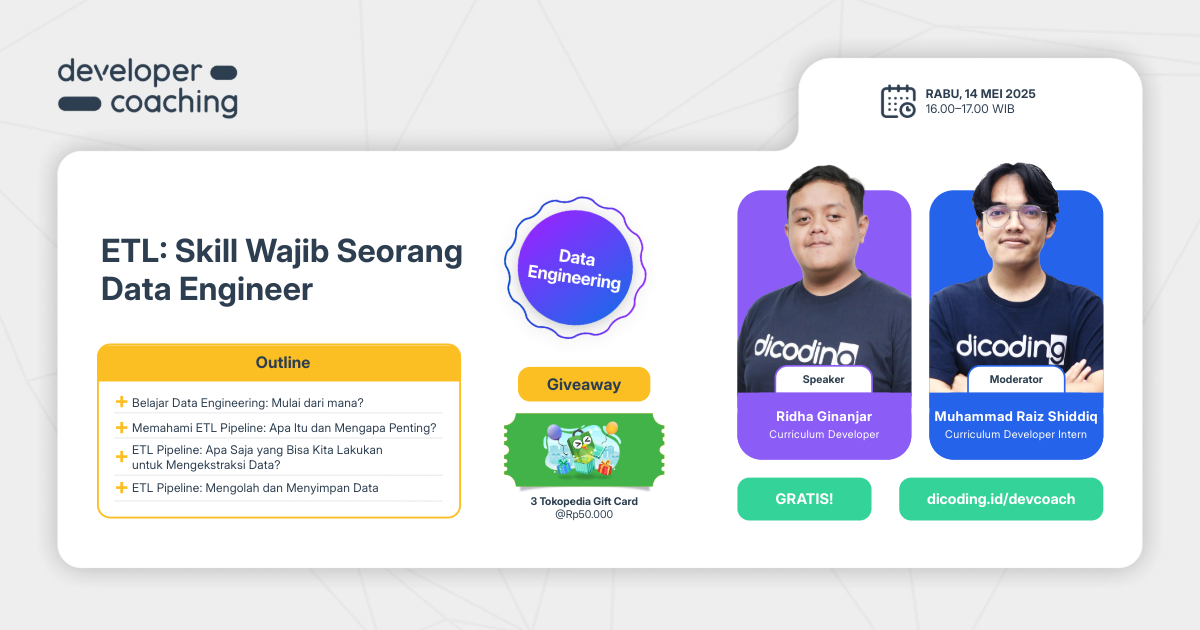 DevCoach 194: Data Engineering | ETL: Skill Wajib Bagi Seorang Data Engineer - Dicoding Indonesia