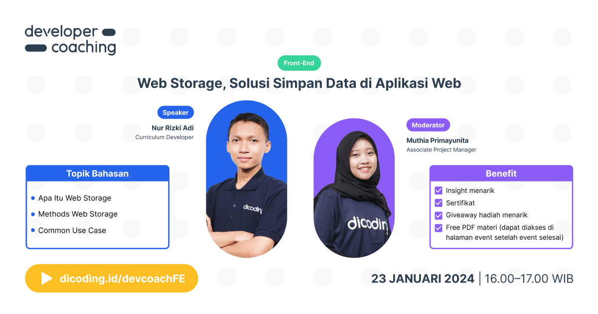 DevCoach 126: Front-End Web | Web Storage, Solusi Simpan Data di Aplikasi Web - Dicoding Indonesia