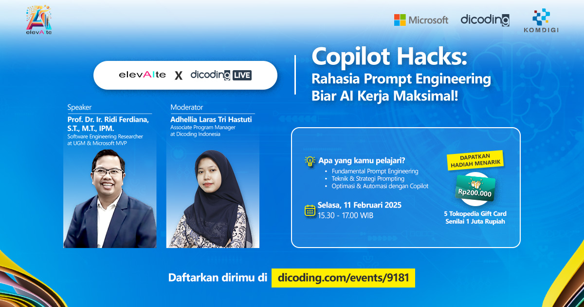 elevAIte x Dicoding Live #2 - Copilot Hacks: Rahasia Prompt Engineering Biar AI Kerja Maksimal ...
