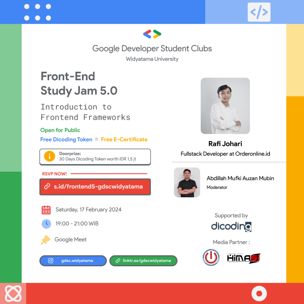 Front-End Study Jam 5.0 : Introduction to Frontend Frameworks - Dicoding Indonesia