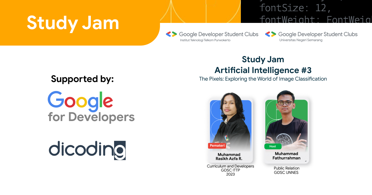 STUDY JAM #3 "The Pixels: Exploring the World of Image Classification" - Dicoding Indonesia