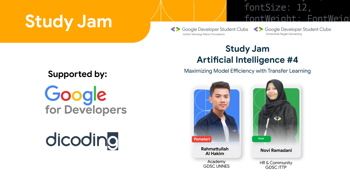 STUDY JAM AI #4 "Maximizing Model Efficiency with Transfer Learning" - Dicoding Indonesia