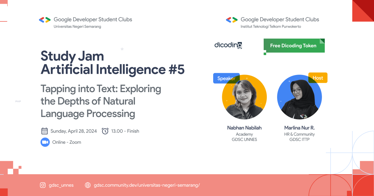 Study Jam AI #5: Tapping into Text: Exploring the Depths of Natural Language Processing ...