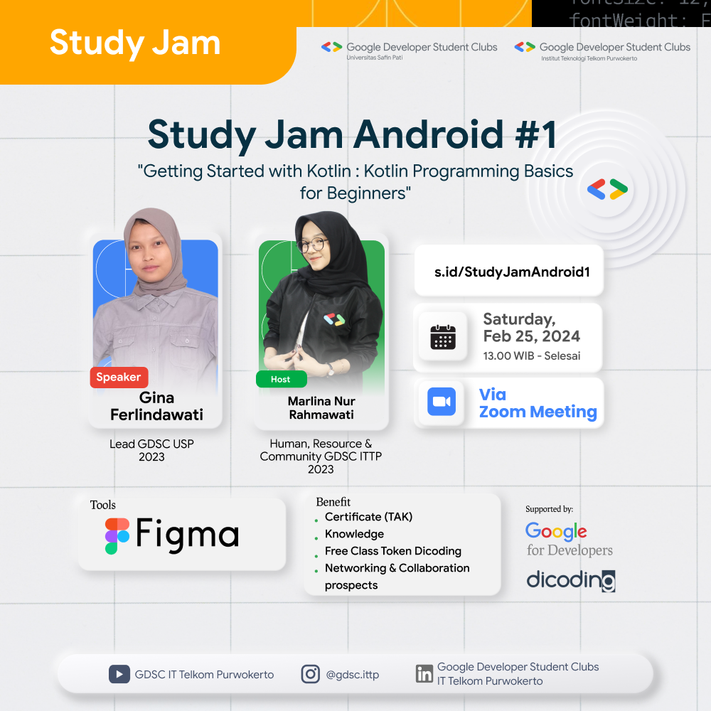 STUDY JAM ANDROID #1 "Getting Started with Kotlin : Kotlin Programming Basics for Beginners ...