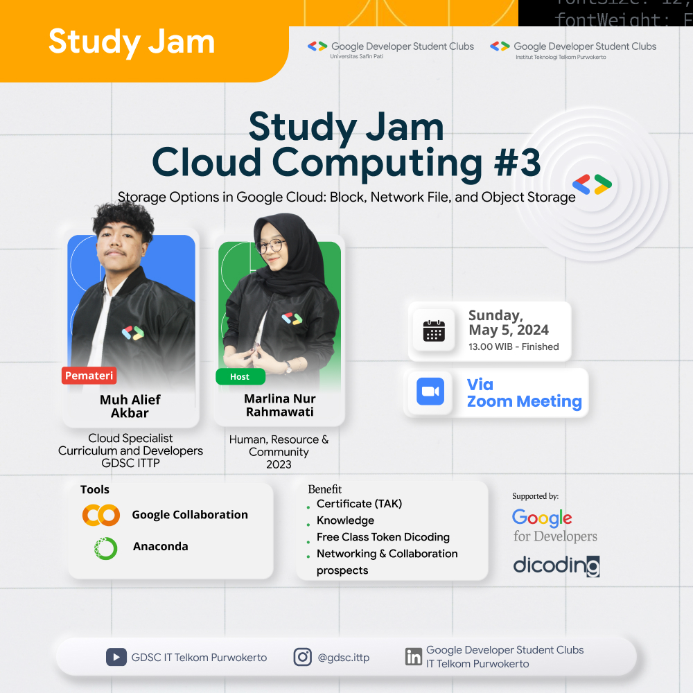 STUDY JAM CLOUD #3 “Storage Options in Google Cloud: Block, Network File, and Object Storage ...