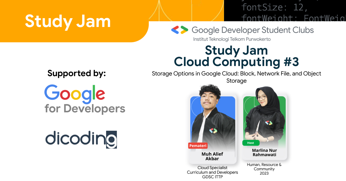 STUDY JAM CLOUD #3 “Storage Options in Google Cloud: Block, Network File, and Object Storage ...