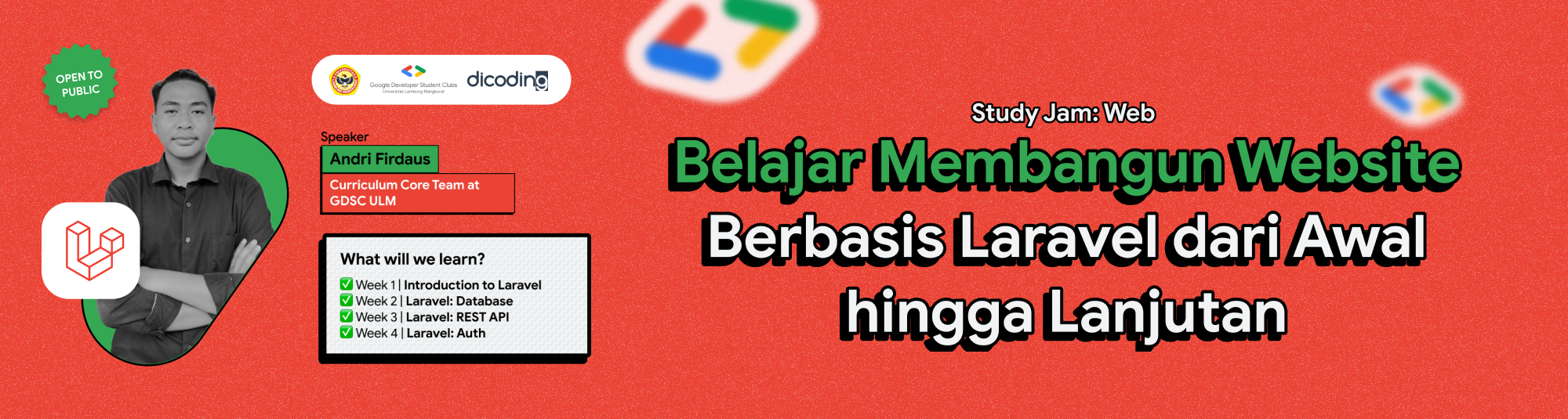 Study Jam Laravel: Authentication & Authorization in Laravel Week 4 - Dicoding Indonesia