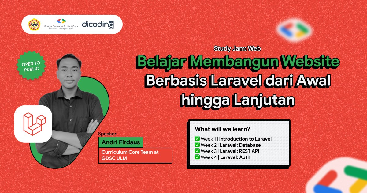 Study Jam Laravel: Authentication & Authorization in Laravel Week 4 - Dicoding Indonesia