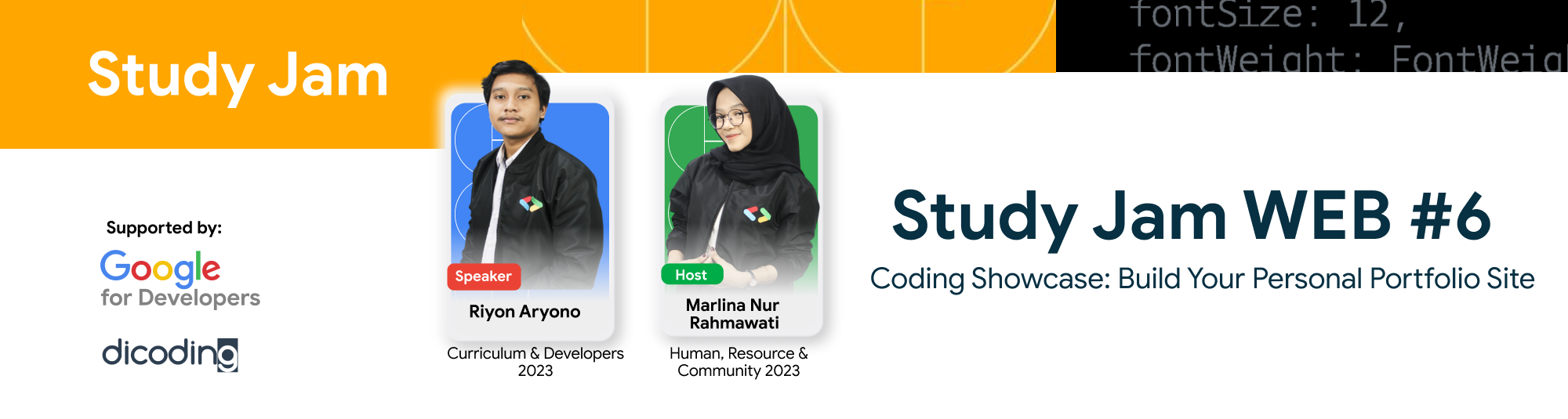 STUDY JAM WEB #6 - Coding Showcase: Building Your Personal Portfolio Site - Dicoding Indonesia