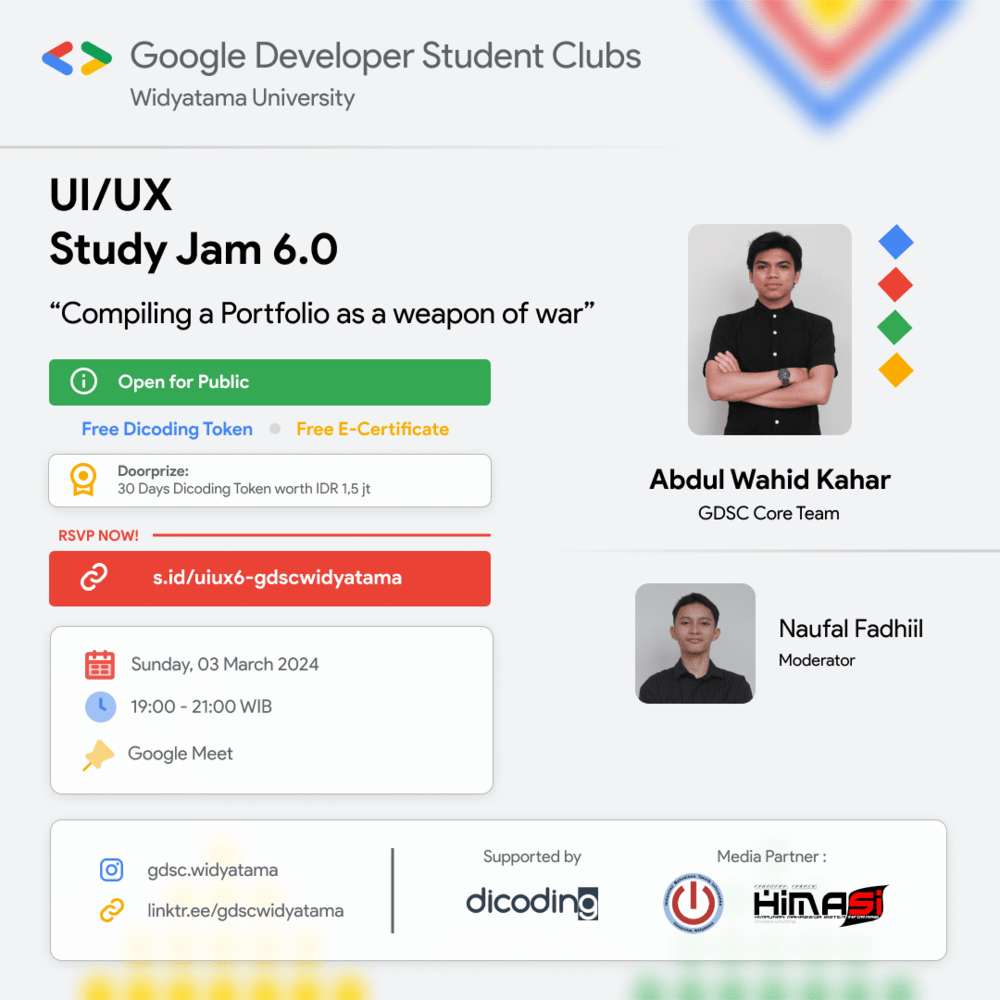 UI/UX Study Jam 6.0 : Compiling a Portfolio as a weapon of war - Dicoding Indonesia