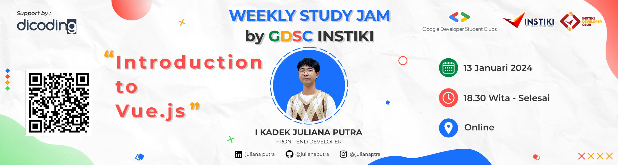 Weekly Study Jam by GDSC INSTIKI #5 "Introduction to Vue.Js" - Dicoding Indonesia