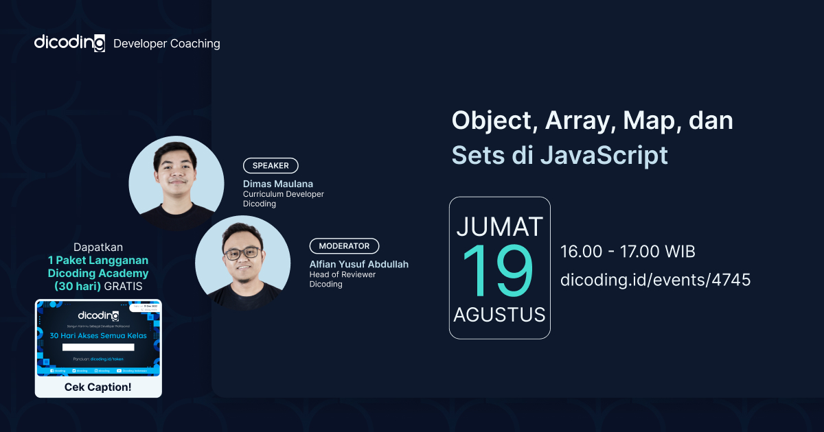 Dicoding Developer Coaching #62 : Back-End | Object, Array, Map, dan Sets di JavaScript ...
