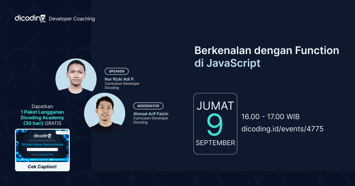 Dicoding Developer Coaching #64: Back-End | Berkenalan dengan Function di JavaScript - Dicoding ...