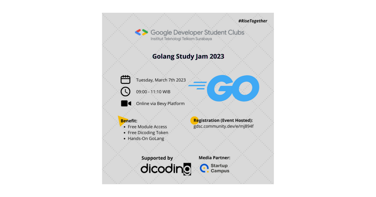GoLang Study Jam 2023 by GDSC ITTelkom Surabaya - Dicoding Indonesia