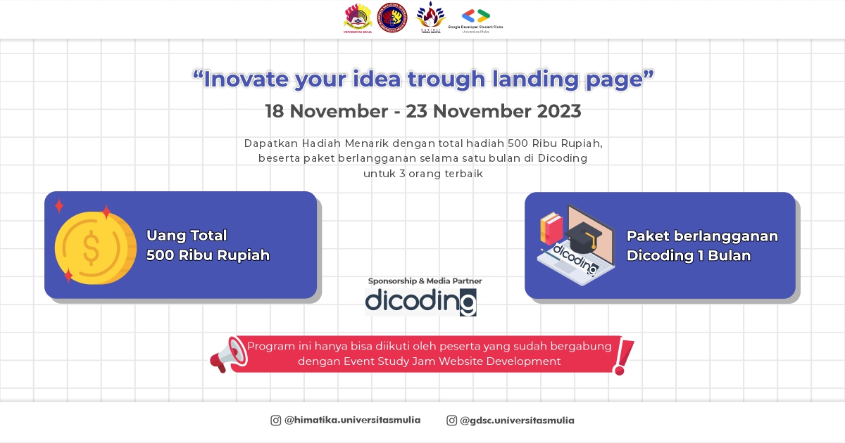 HIMATIKA X GDSC Universitas Mulia: Let's Inovate your idea trough Website. - Dicoding Indonesia