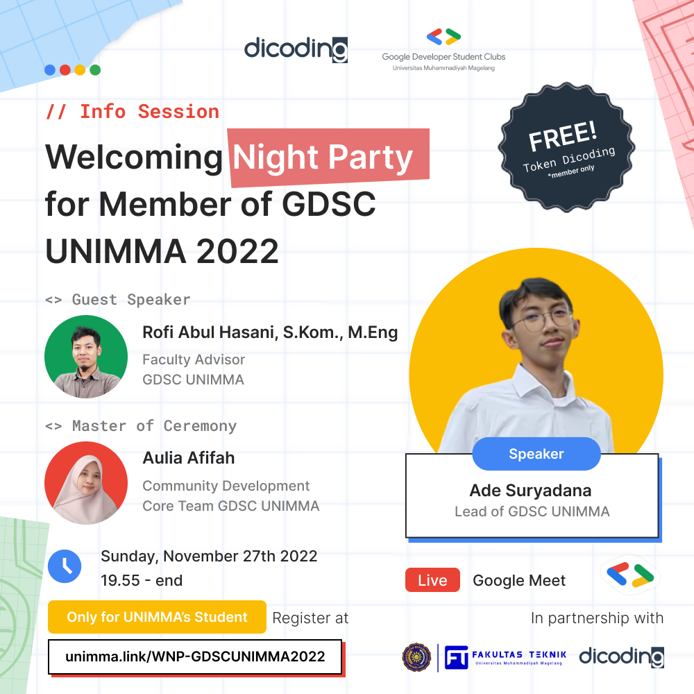 Welcoming Night Party for Member of GDSC UNIMMA 2022 - Dicoding Indonesia
